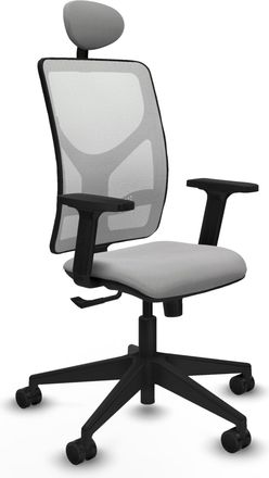 Piqueras y Crespo B&uuml;rostuhl mit 2D-Armlehnen, h&ouml;henverstellbarer Lendenwirbelst&uuml;tze und festem Kopfteil, ausgestattet mit 3 Positionen und Schneideschaum, Wei&szlig;/Hellgrau