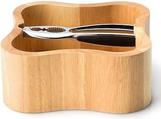 Continenta quadratische Nussschale aus Gummibaumholz mit integriertem Qualit&auml;ts-Nussknacker, Gr&ouml;&szlig;e: 24,5 x 24,5 x 8 cm