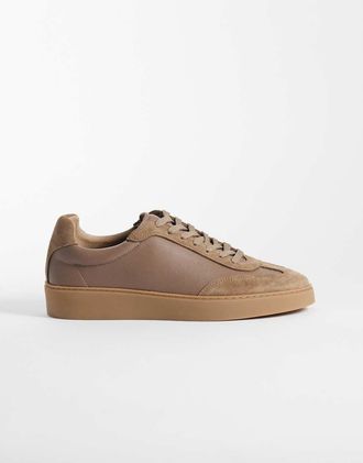 Noak in Portugal gefertigte Schn&uuml;rsneaker aus Leder- und Wildleder-Mix in Hellbraun-Multi