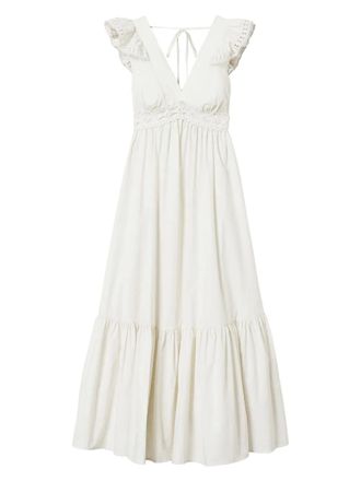 Twin-Set robe en popeline à détail en crochet - Blanc