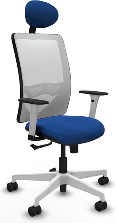 Piqueras y Crespo B&uuml;rostuhl Zulema mit wei&szlig;en und schwarzen Armlehnen, h&ouml;henverstellbare Lendenwirbelst&uuml;tze und festes Kopfteil, ausgestattet mit 3 Positionen, Wei&szlig;/Bla