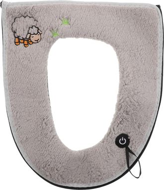 DOITOOL Dicker Weicher Pl&uuml;sch-toilettensitzbezug mit Griff und Rei&szlig;verschluss Waschbare Sitzauflage f&uuml;r Wc Warmes Badezimmerkissen f&uuml;r Senioren und Winterkomf