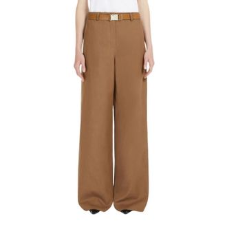 Max Mara Baumwoll- und Leinenhose - - Trousers - Damen - Braun - XS