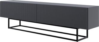 Selsey TV Schrank Board Sideboard Fernsehtisch Fernsehschrank 175 cm Schwarze Beine Gefr&auml;ste Front Schwarz Veldio