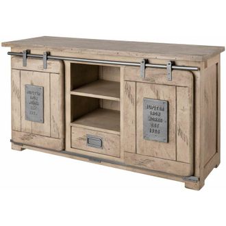 Massivmoebel24 Sideboard Mango 128x45x70 whitewash lackiert railway 302