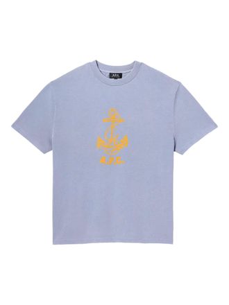 A.P.C. t-shirt à logo imprimé - Bleu