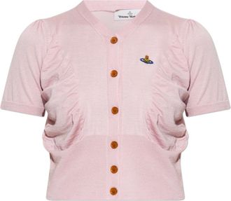 Vivienne Westwood Femme, Pulls, Rose, Taille: 36 FR Gilet &agrave; Manches Fronc&eacute;es