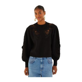 Farm Rio Strickpullover mit Spitze und Cut-outs - - Knitwear - Damen - Schwarzk - L