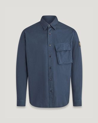 Belstaff Scale Hemd F&uuml;r Herren St&uuml;ckgef&auml;rbte Baumwolle Dunkles Tintenblau 2xl