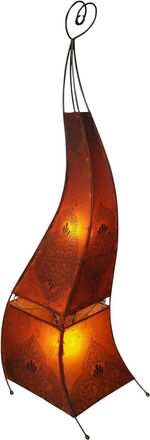 Guru Shop Hennalampe, Leder Stehlampe/Stehleuchte - Mauretania 118 cm Orange