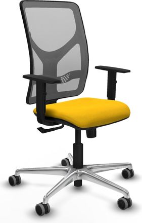 Piqueras y Crespo Drehstuhl mit Rollen, 1D-Armlehnen, h&ouml;henverstellbare Lendenwirbelst&uuml;tze, mit 3 Positionen und Schneidschaum, Grau/Gelb