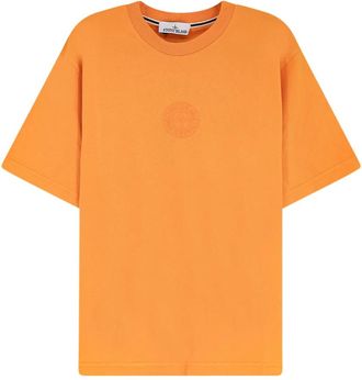 Stone Island Homme, Tops, Orange, Taille: S Crewneck Short Sleeve Maxi