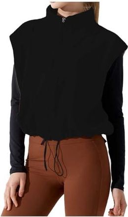 Generico Veste de sport thermique en polaire pour femme avec fermeture &eacute;clair sur toute la longueur et col montant | printemps, ext&eacute;rieur, course &agrave; pied, rando