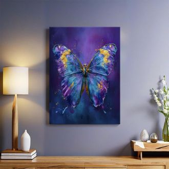 Generic Schmetterlings-Graffiti Leinwandbild Lila 50 x 40 cm Modernes Wandbild Kunstdruck Poster Gerahmt Aufh&auml;ngefertig Wanddeko f&uuml;r Wohnzimmer Schlafzimmer B