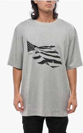 Celine Solid Color Crew-neck T-Shirt with Frontal Print size Xl