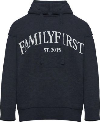 Family Fir$t Milano Family First, Homme, Sweatshirts et sweats &agrave; capuche, Bleu, Taille: XL Fw24 Sweat &agrave; capuche Jaquard