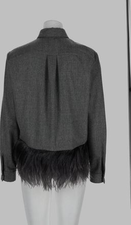 Fabiana Filippi Virgin Wool with Feather Detail Shirt - Grey