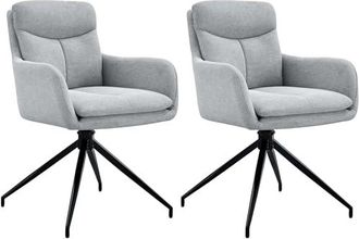 Clp Chaise de Salle &agrave; Manger Somers Tissu pivotant, 180&deg; Fauteuil pivotant avec accoudoirs et dossiers, chaises de Cuisine rembourr&eacute;es, Couleur:Gris Clair