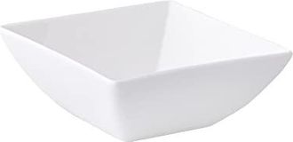 Dajar AMBITION Schale quadratisch Porzellan Porto 14 cm Servierschale für Suppe Snacks Desserts Salat Spülmaschinen & Mikrowellenfest 1 Einheit, Weiß