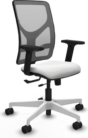 Piqueras y Crespo Stuhl mit Lendenwirbelst&uuml;tze, mit 2D-Armlehnen, ausgestattet mit Syncro/Traslack und Schneideschaum, mit Rollen 65 mm, Nylon, Grau/Wei&szlig;