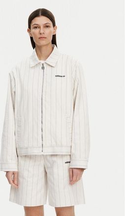 adidas Übergangsjacke Pinstripe Harrington JJ3476 Weiß Loose Fit