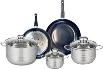 Fackelmann ELO 9723550 Batterie de cuisine 5 pi&egrave;ces, Ensemble de 2 Po&ecirc;les de cuisson 20 et 24 cm et 3 faitouts 12, 16 et 20 cm Elo Prima Brillant, inox, inductio