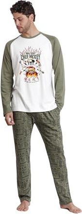 Disney Pyjama &agrave; manches longues Chef Mickey pour homme, kaki, L