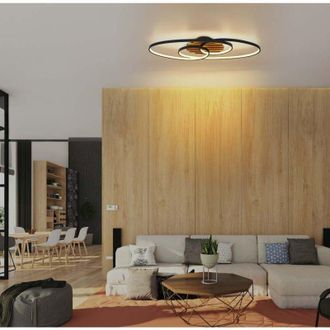 Globo Lighting Deckenleuchte Deckenlampe Holzlampe Wohnzimmerlampe schwarz braun LED L 85 cm