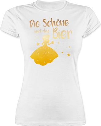 Shirtracer Shirt Damen - JGA Junggesellenabschied Frauen - Die Sch&ouml;ne und das Bier - XXL - Wei&szlig; - biershirt t-Shirts junggesellinnenabschied Bachelorette Party A
