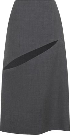Jil Sander Femme, Jupes, Gris, Taille: 34 FR Virgin Wool Midi Skirt