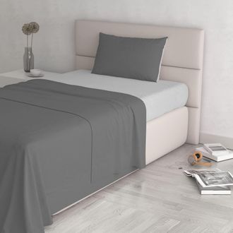 Italian Bed Linen Natural Color Bettwäsche Set, 100% Baumwolle, Hell grau/Rauch, Kleine doppelte