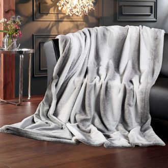 Delindo Lifestyle Webpelzdecke Milton, kuschelige Kunstfell Wohndecke, flauschig weiche Kuscheldecke, grau, 150x200 cm