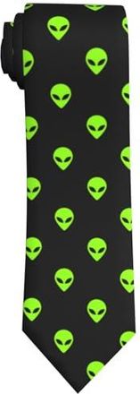 Generic Cravate fantaisie pour homme pour homme pour f&ecirc;te de mariage, travail, vacances, cadeaux de f&ecirc;te, Alien Cool Noir Vert