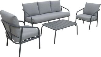 Sweeek Salon de jardin en acier. structure anthracite. coussins gris. 5 places