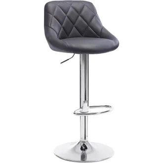 Woltu Woltu - Tabouret de bar avec repose-pieds, hauteur réglable, Tabouret en similicuir, siège bien rembourré, Gris