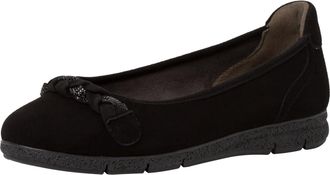 Tamaris Comfort Damen Ballerinas aus Leder Klassisch Comfort Fit, Schwarz (Black), 38 EU
