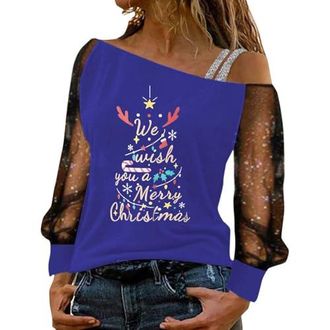 Generic Tissu Doux Respirant pour Femme - T-Shirt Manches Longues décolleté épaules en Dentelle Fluide idéal Quotidien Style Tendance et Confort Durable pour 