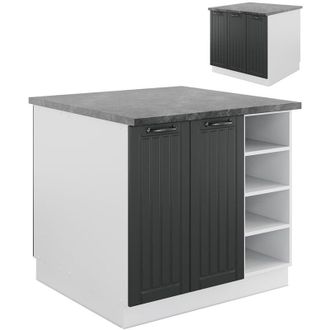 Vicco lot de cuisine Fame-Line, Anthracite maison de campagne/blanc, 90 cm sans plan de travail