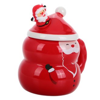 Luxshiny Weihnachtsmann Tasse Keramisch mit Löffel und Griff Süße Santa Claus Kaffeetasse für Feiertage und Partys Zuhause Büro oder Schule