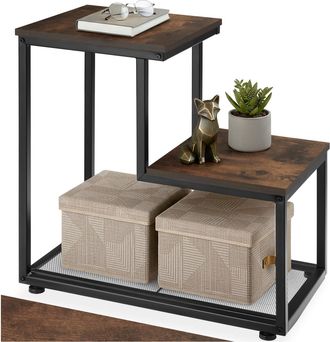 TecTake Industrial Beistelltisch Holz + Metall, Couchtisch 60,5 x 35,5 x 60,5 cm, Deko Wohnzimmer, Blumenständer, Pflanzenständer, Beistelltisch Couch, Nachtt