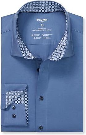 Olymp Luxor 24/Seven 439 New Kent Chemise &agrave; manches longues en jersey pour homme Coupe moderne 01,13, Bleu Nuremberg 17, 43