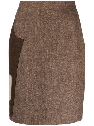 Moschino jupe &agrave; empi&egrave;cements contrastants - Marron