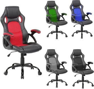 Mobili Rebecca Rebecca Mobili Bürostuhl Drehstuhl Schwarz Rot Kunstleder Nylon Rollen 120x66x63