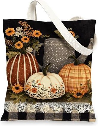 Generic Sacs fourre-tout en toile à motif floral - Réutilisables - Vintage - Légers et lavables - Pour salle de sport, extérieur, voyage, plage, pique-nique -