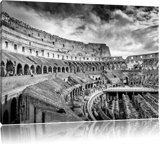 Pixxprint Kolosseum in Rom B&W, Größe: 120x80cm, Leinwandbild, fertig gespannt, Wandbild, Dekoration, Kunstdruck, kein Poster