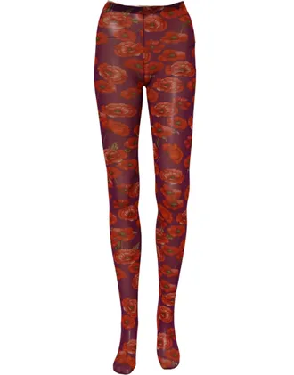 Dolce & Gabbana Womens Purple Nylon Floral Print Tights Stockings Socks Clothing