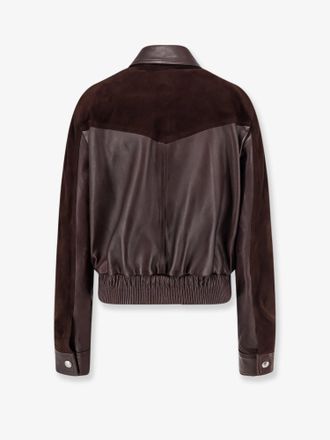 Versace Womens Jacket Leather And Suede Brown Leather-Suede Leather/suede