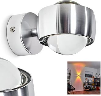 HOFSTEIN Wandleuchte Sapri, moderner Wandstrahler aus Metall/Glas in Silber/Klar, 1 x G9, ohne Leuchtmittel, Wandspot mit tollem Lichteffekt, Up&Down Leuchte, 