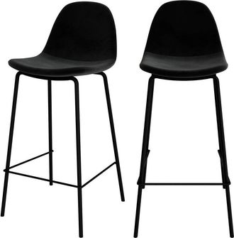 Rendez-Vous Déco Rendez-vous Déco - Lot de 2 chaises pour îlot central 65 cm en velours noir - henrik
