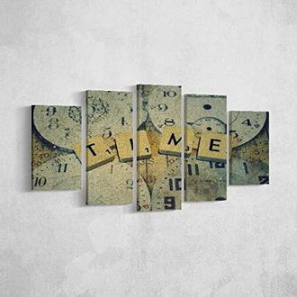 Homemania HM205PKNV-264 5-teiliges Wandbild, Zitate, für Wohnzimmer, Schlafzimmer, Mehrfarbig, Polyester, Holz, 100 x 3 x 60 cm